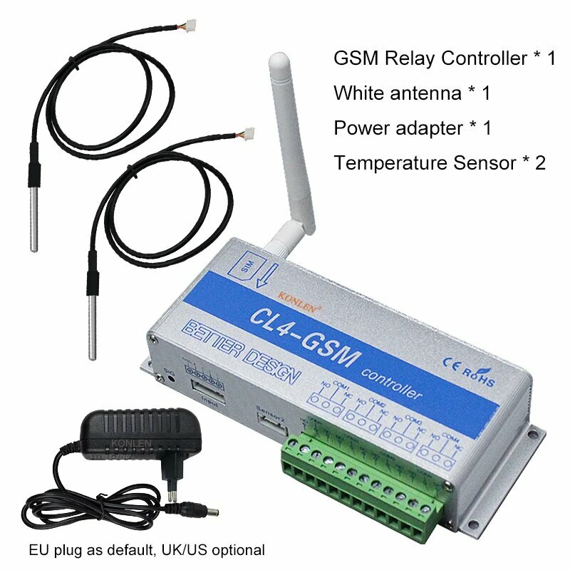 KONLEN CL4 GSM Релейный контроллер With 2 Temp Sensor