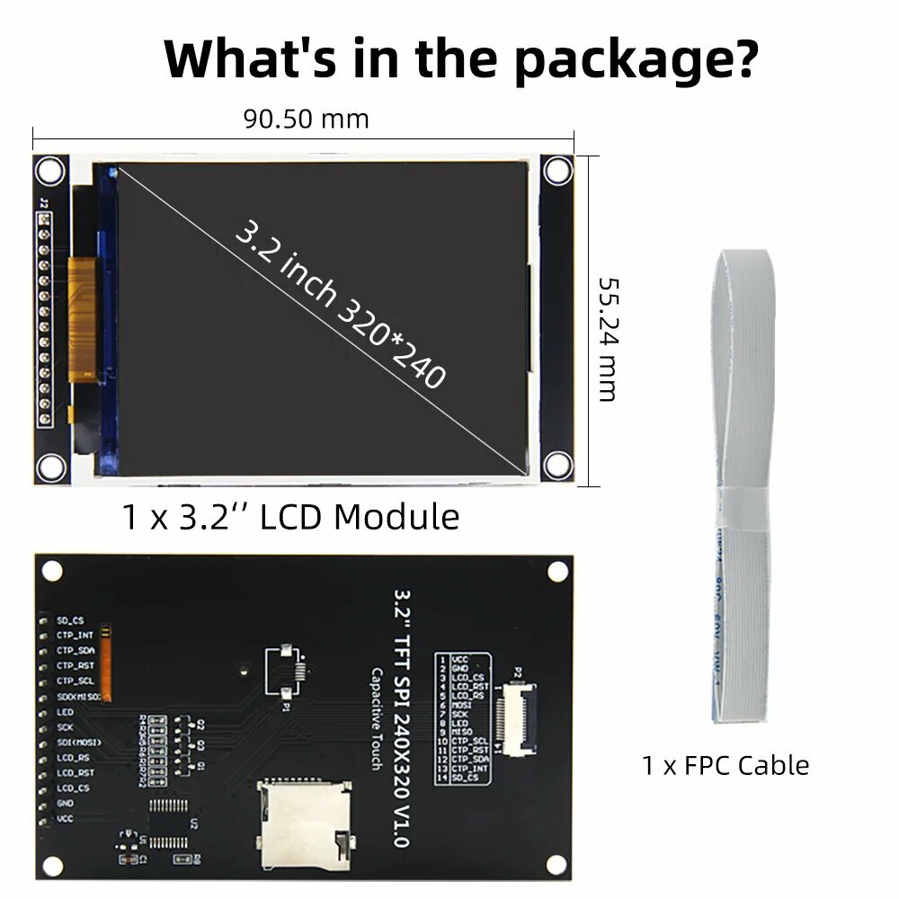 3.2" IPS LCD модуль 320x240 без тачскрина