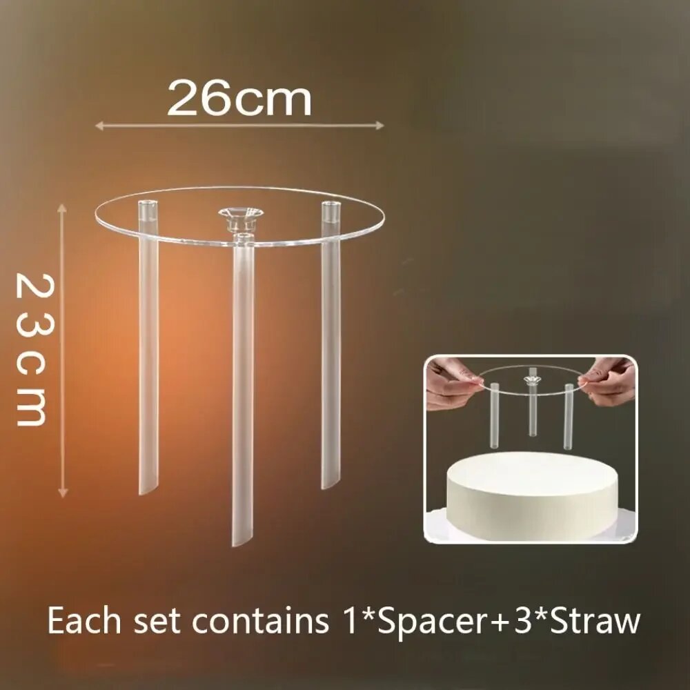 Прозрачные пластиковые стойки для торта, набор из 4 штук 26cm