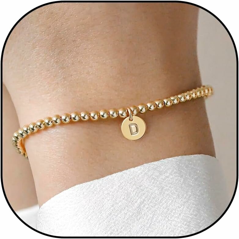 Женский браслет из бусин в форме сердца с покрытием из 14-каратного золота, эластичный браслет из бусин с буквами, браслет с персонализированным именем, подарок на день рождения в знак дружбы, подарок на День святого Валентина, женские украшения