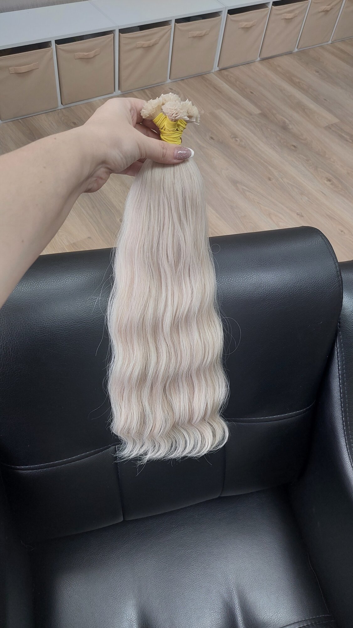 Натуральные волосы для наращивания, волна, блонд, люкс, 50см, 200прядок