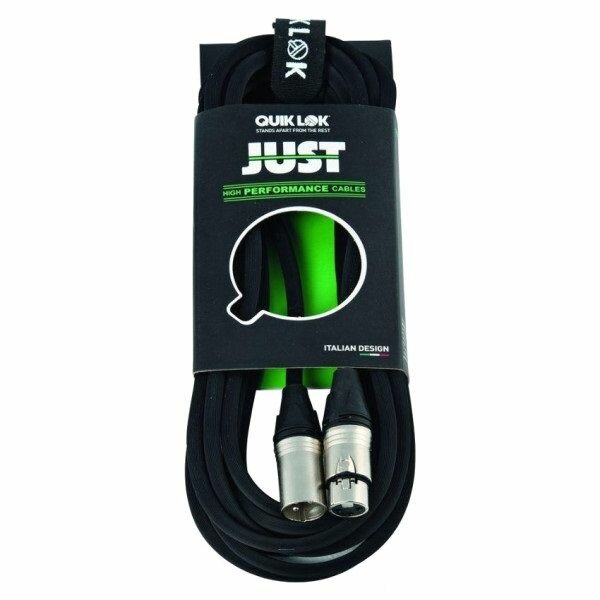 Quik Lok JUST MF 20 SL Микрофонный кабель XLR мама-папа, 20 м, металлические разъемы, низкий уровень шума, бархатный эффект, черный