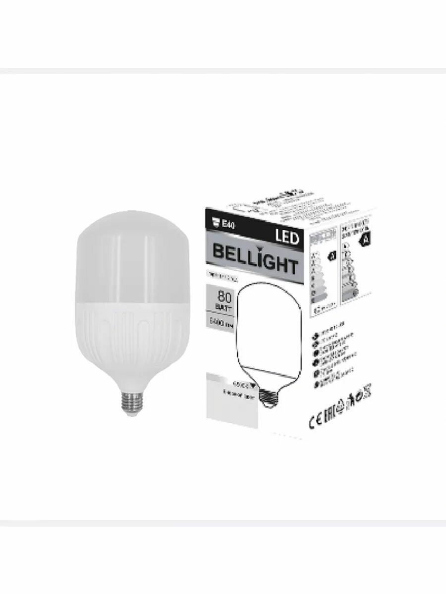 Лампа светодиодная LED 80Вт 80W E27 4000К Т140 22354591 BELLIGHT
