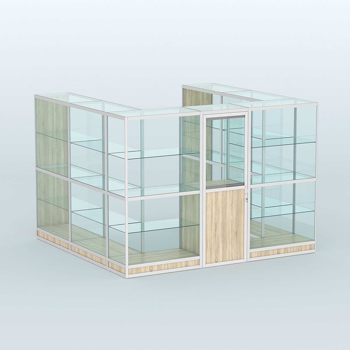 Павильон из профиля пристенный №5г (6,75 кв. м), Дуб Сонома