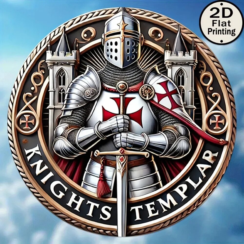 Металлический знак Knights Templar, 20x20 см