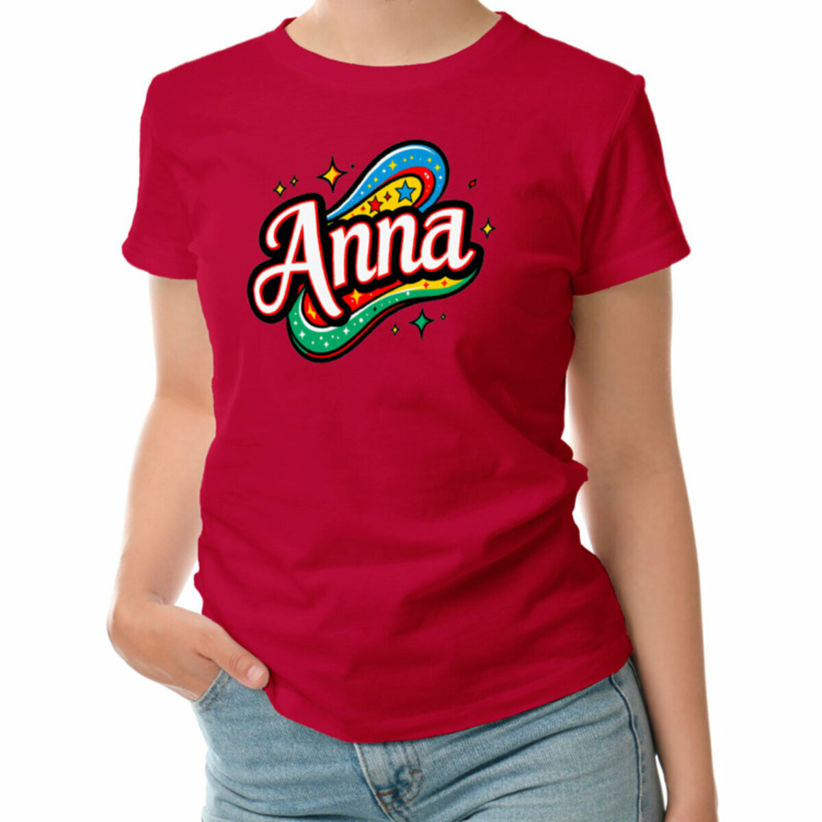 Женская футболка «Яркая надпись Анна» (красный, L)