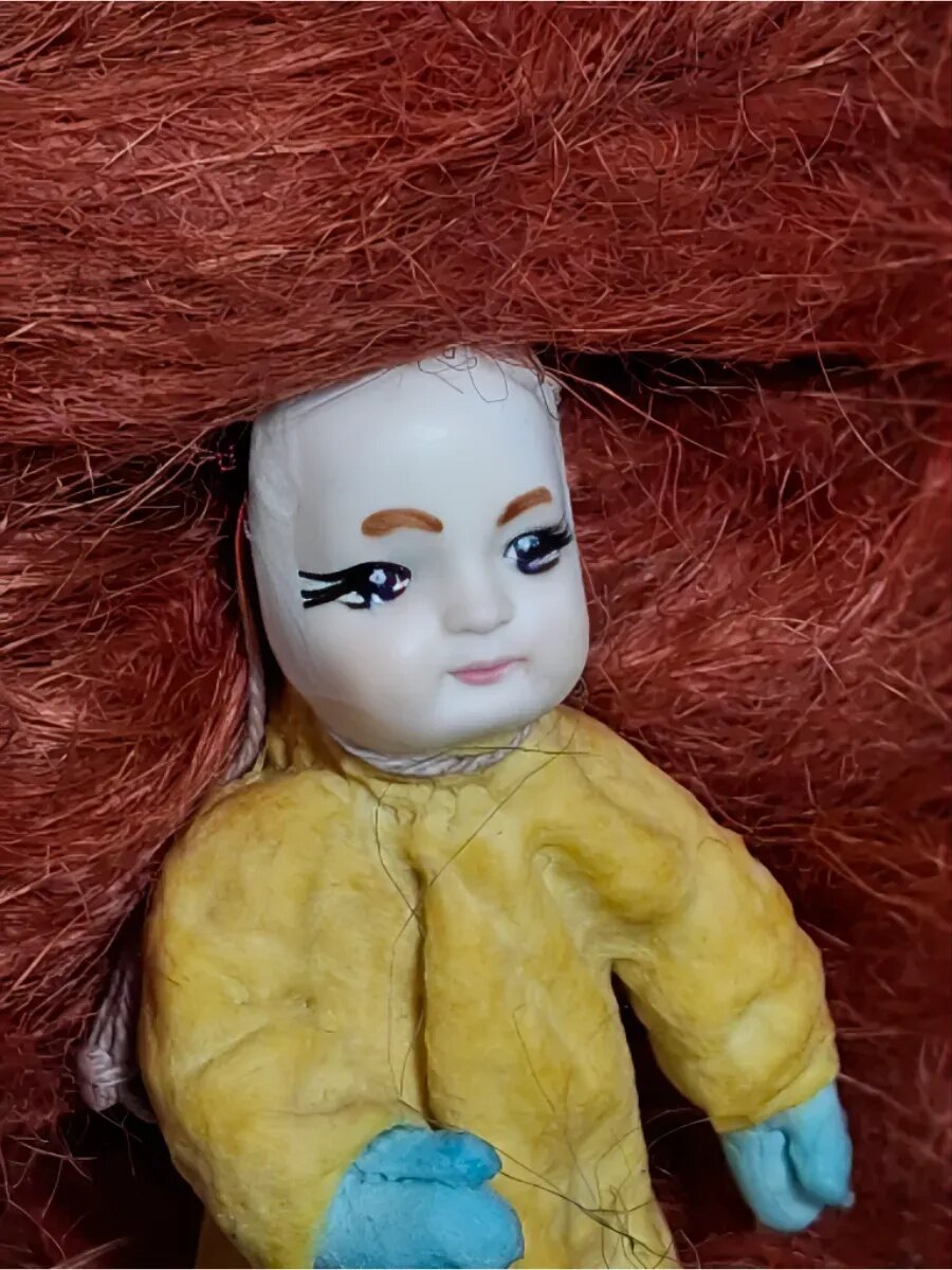 Льняное волокно - 5 г, для волос ватной игрушке, кукле