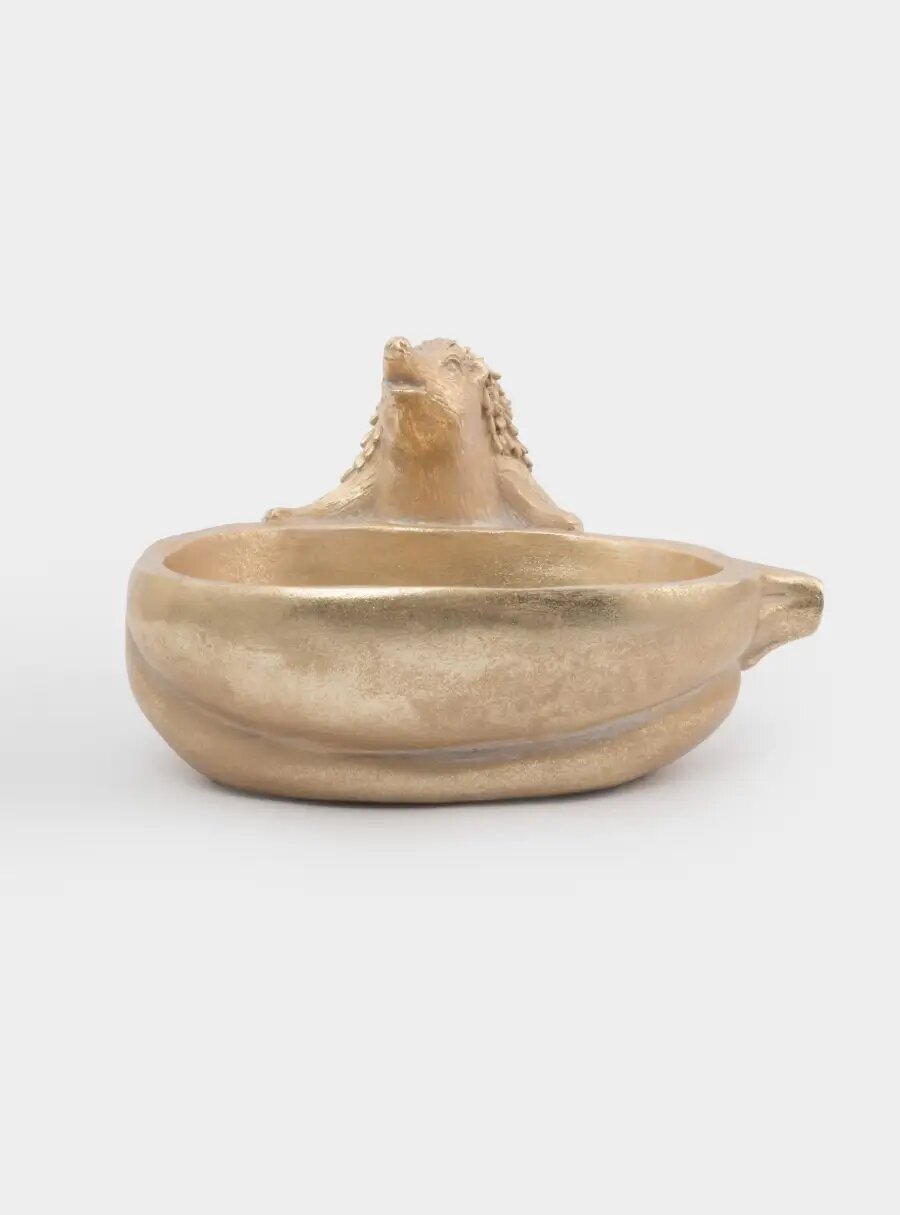 Конфетница, 20х18 см, полирезин, золотистая, Еж с тыквой, Light pumpkin