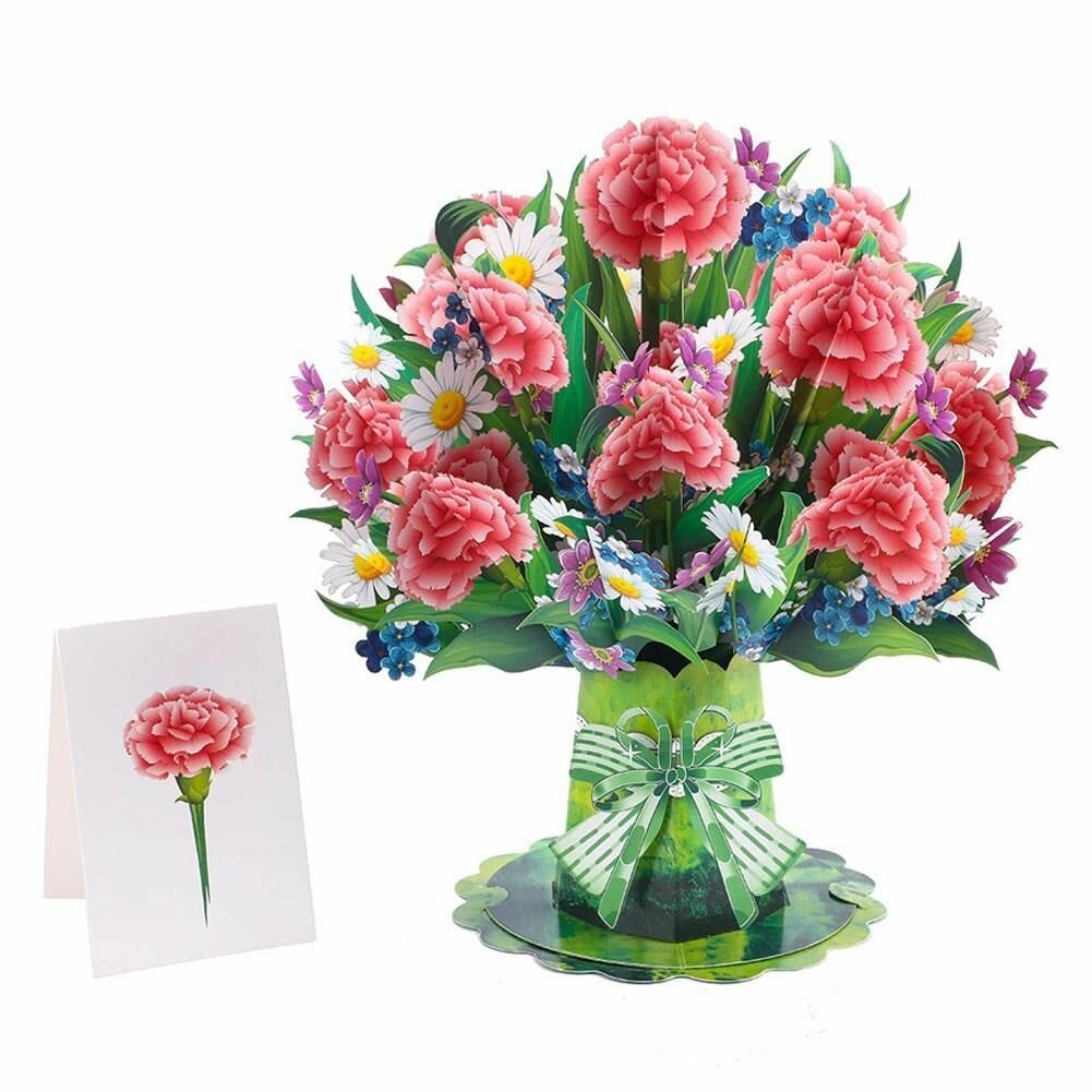 3D объемная открытка ручная резная с букетом для Дня матери и учителя