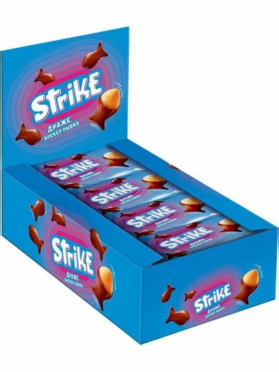Драже крекер Рыбка в молочной шоколаде Strike Страйк, 40 гр, 16 шт