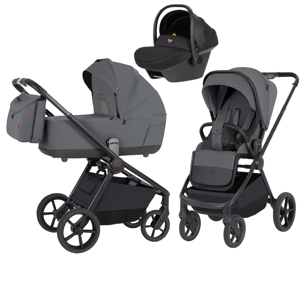 Коляска 3 в 1 CARRELLO Epica, цвет Space Black, черные колеса