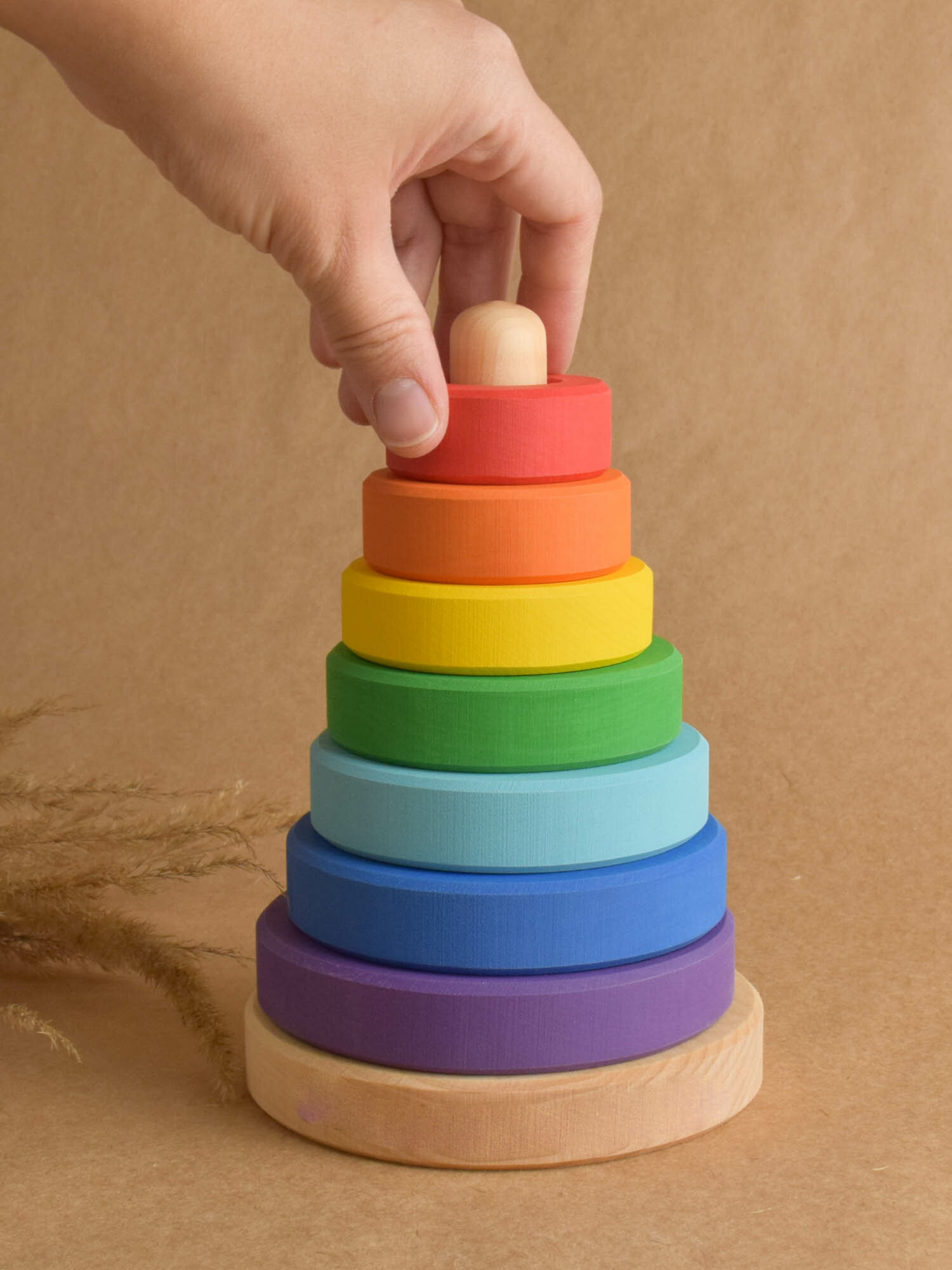 Пирамидка Детская Деревянная Сортер Игрушка Большая Радуга
