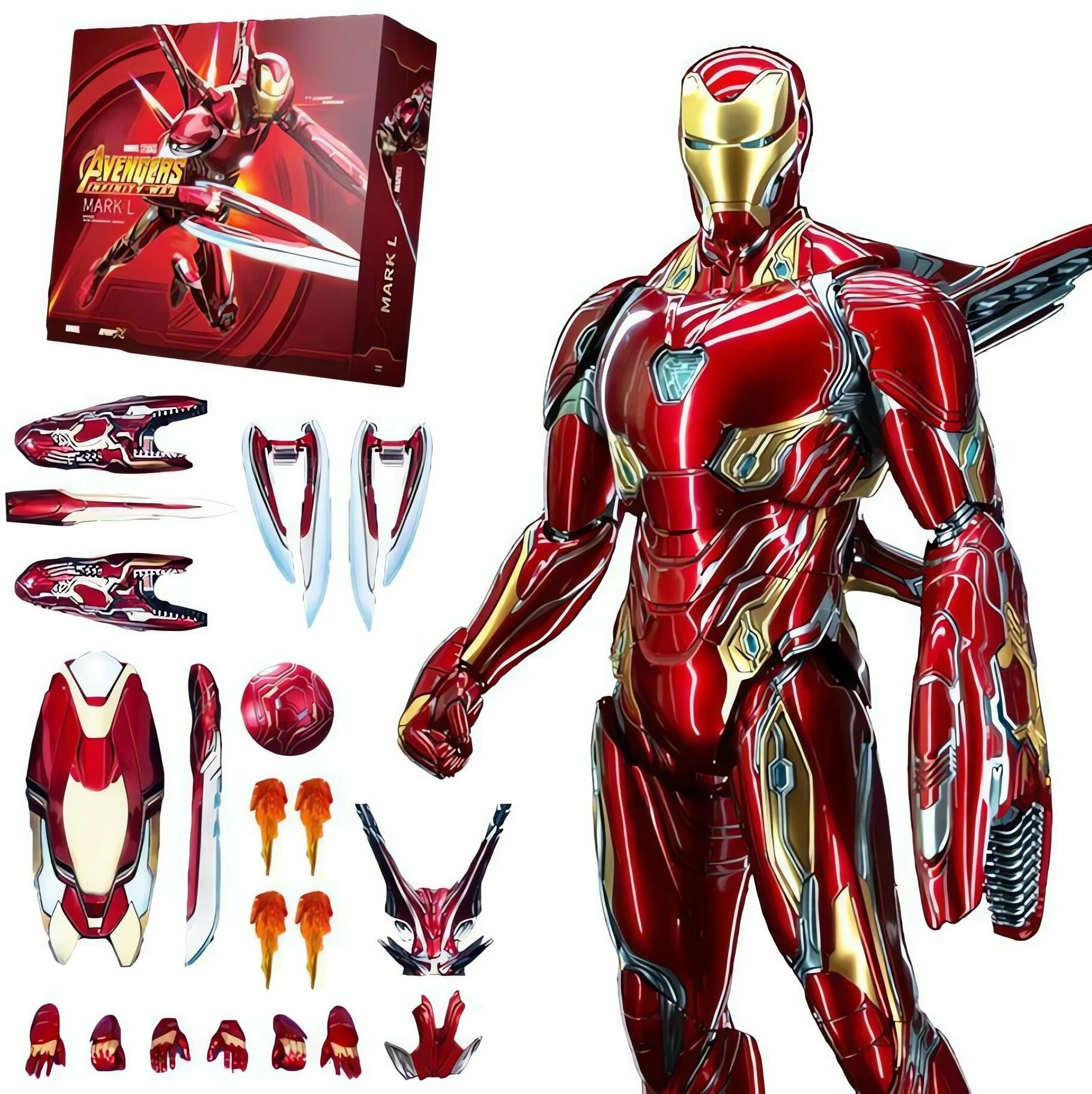 Kоллекционная лицензионная премиум фигурка с доп. аксессуарами от "Marvel/ZD TOYS". "Железный человек"/Iron Man (Молекулярный костюм Mark-50. "Мстители. Война бесконечности")