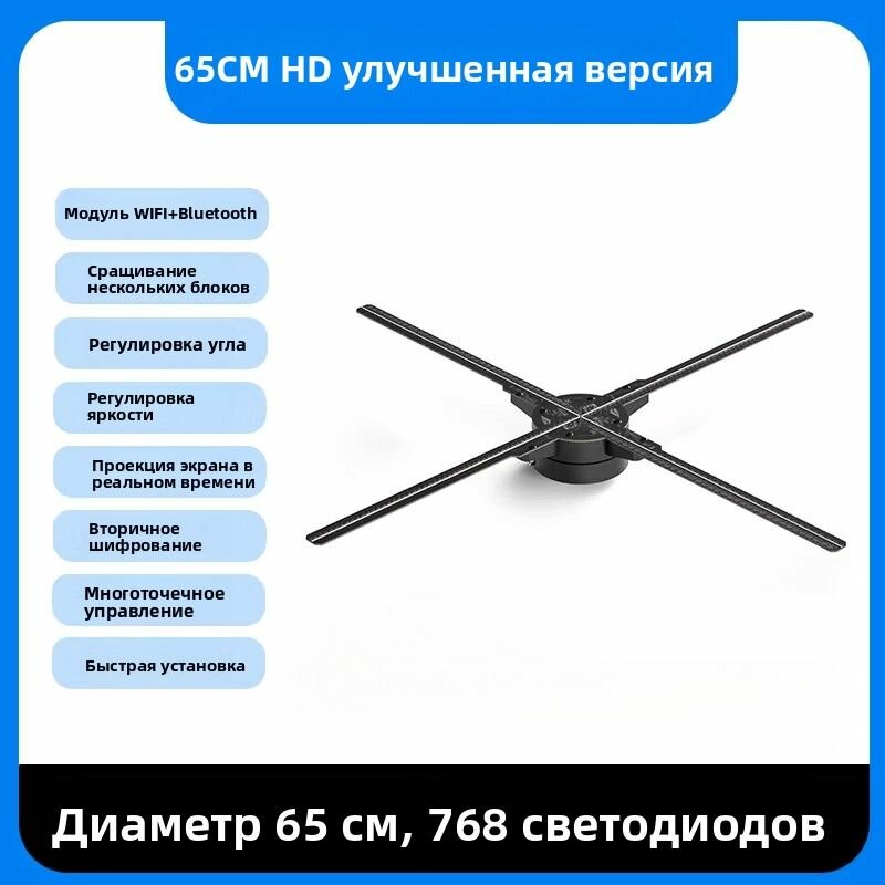 3D Голографический вентилятор проектор Full HD, голограмма 42-65см, Wi-Fi App управление, рекламный 3Д плеер