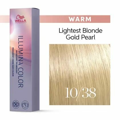 Wella Illumina Color 10/38 Яркий блонд золотой жемчуг Инновационная стойкая крем-краска для волос, 60 мл