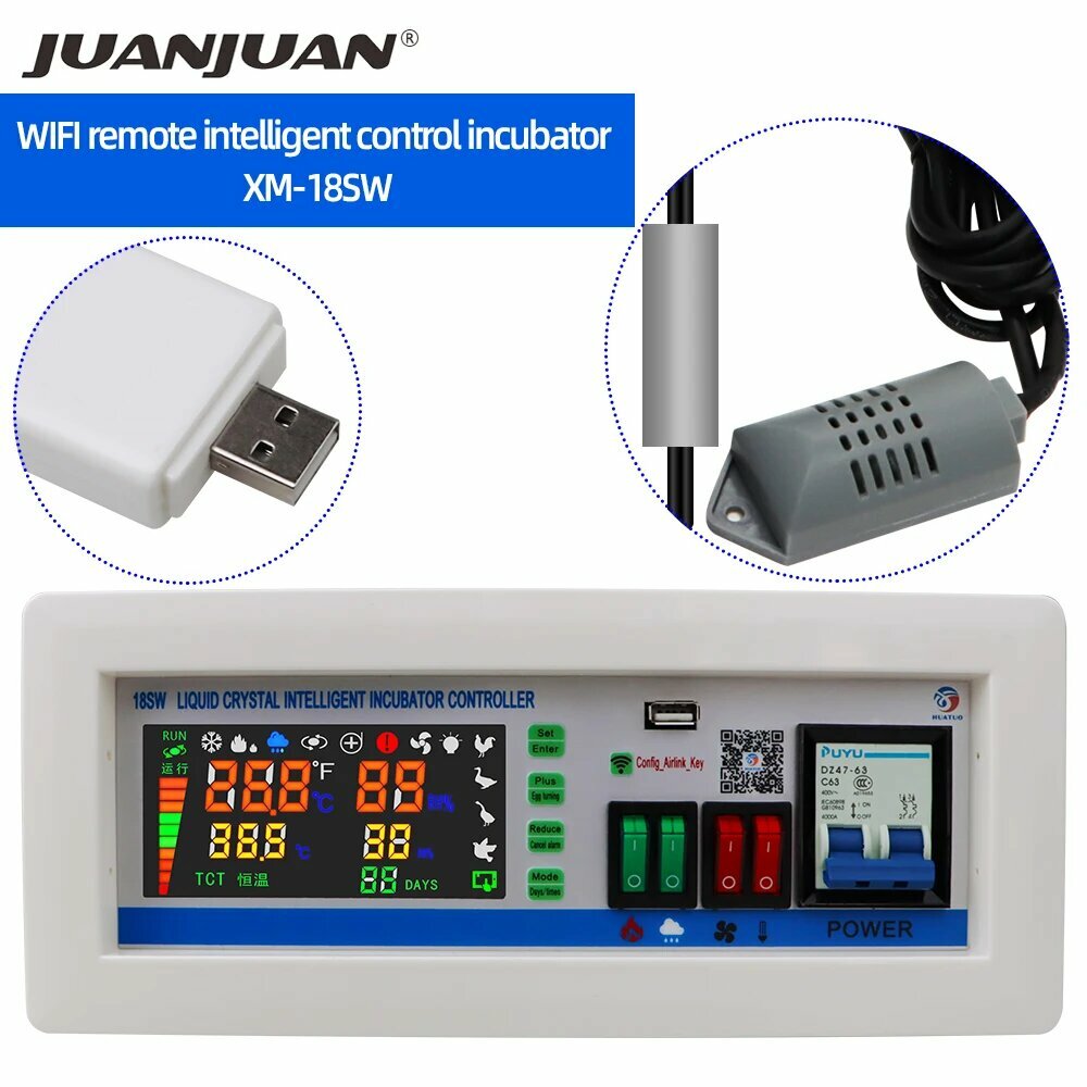 XM-18SW Контроллер инкубатора для яиц Термостат Управление гигростатом Система контроллера температуры и влажности