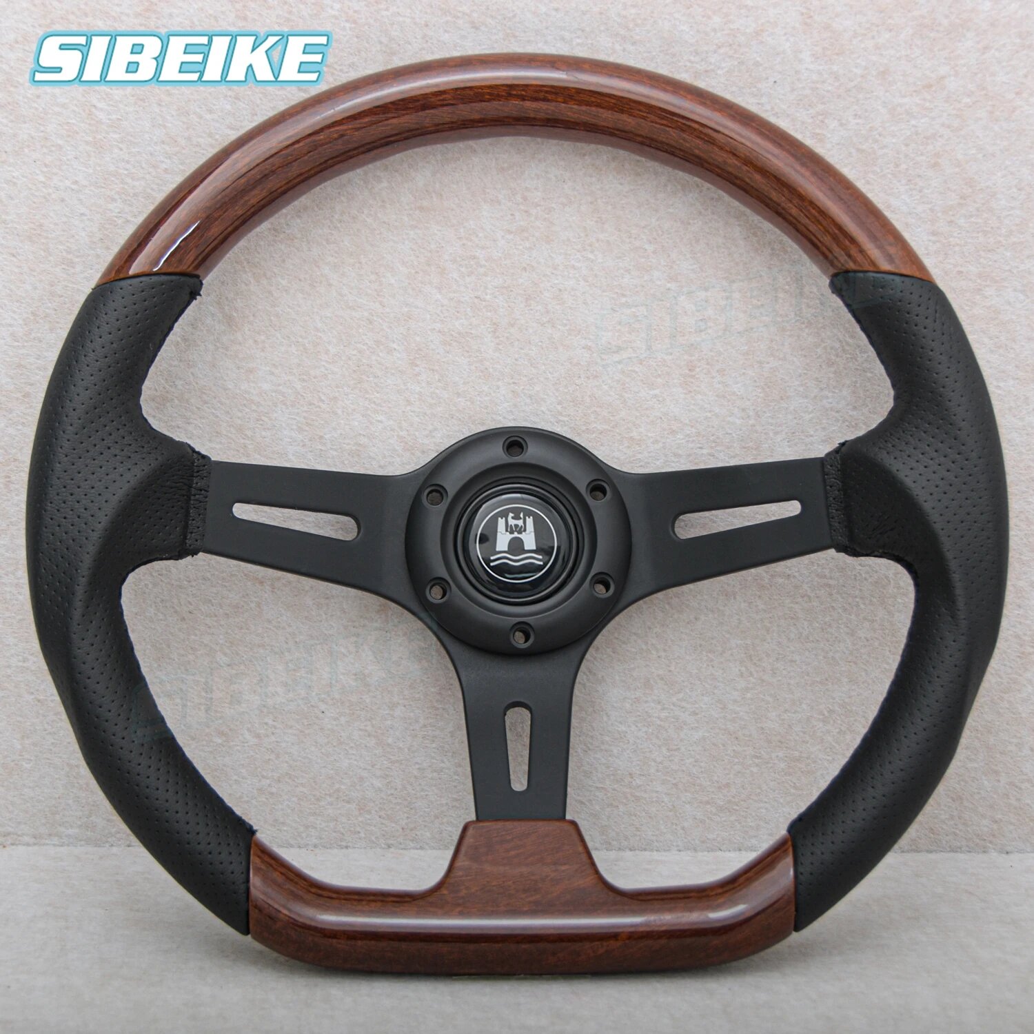 Универсальное 14-дюймовое D-образное деревянное рулевое колесо JDM, винтажное Спортивное Рулевое C