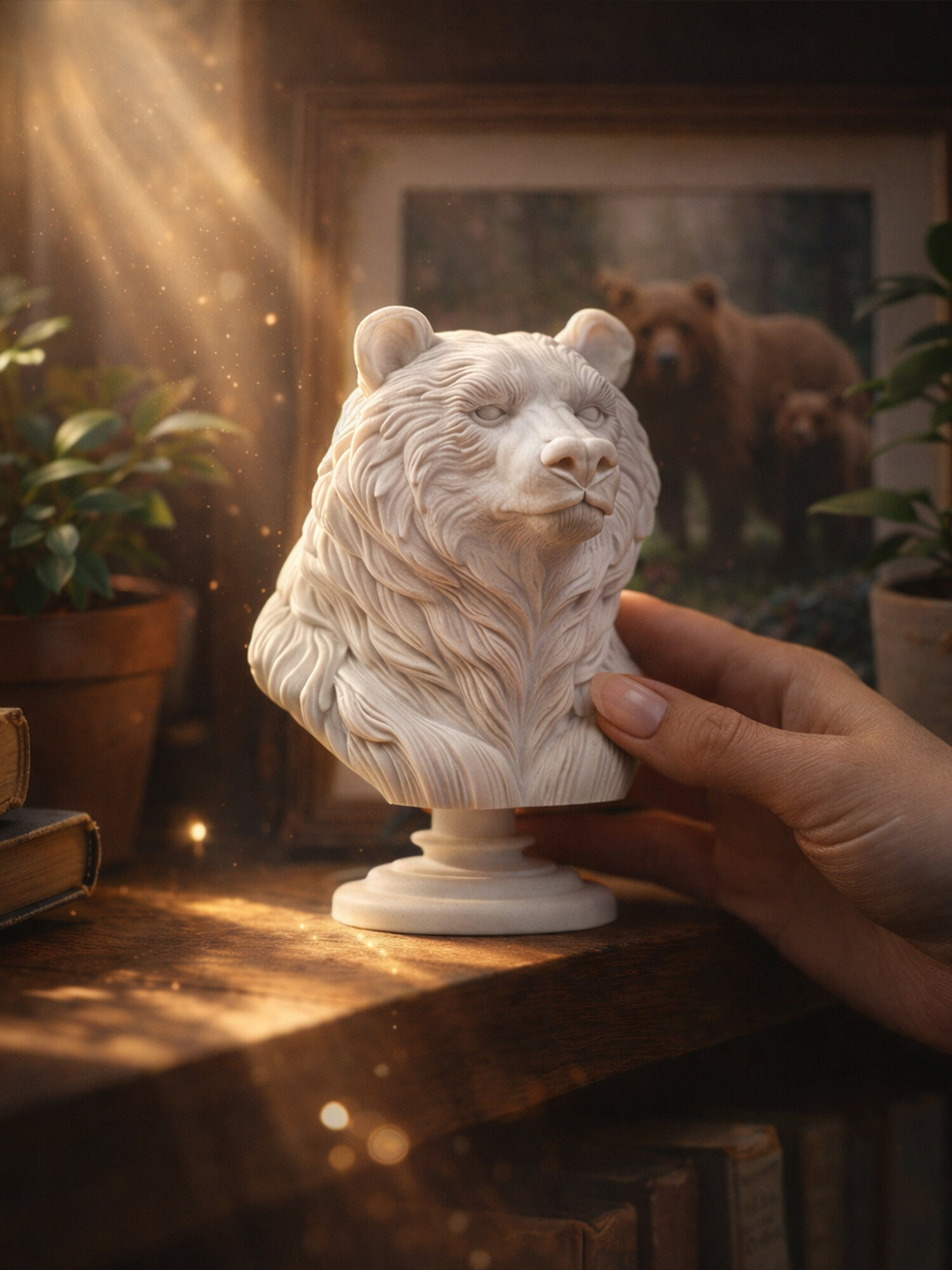 Статуэтка бюст медведя. Декоративная фигурка для интерьера. 13см