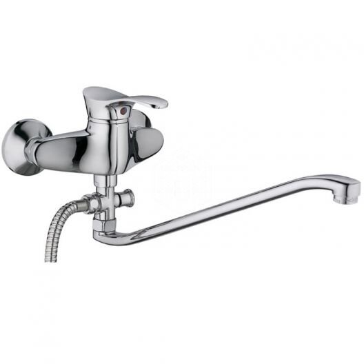 Смеситель Ledeme L2101, латунь, хром, настенный, антиизвестковое покрытие с аксессуарами и кнопочным дивертором