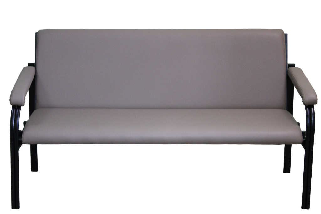 Диван офисный "Сириус Гладкий", 3х-местный, экокожа смоки, разборный стальной каркас, на дачу, на кухню, в прихожую.