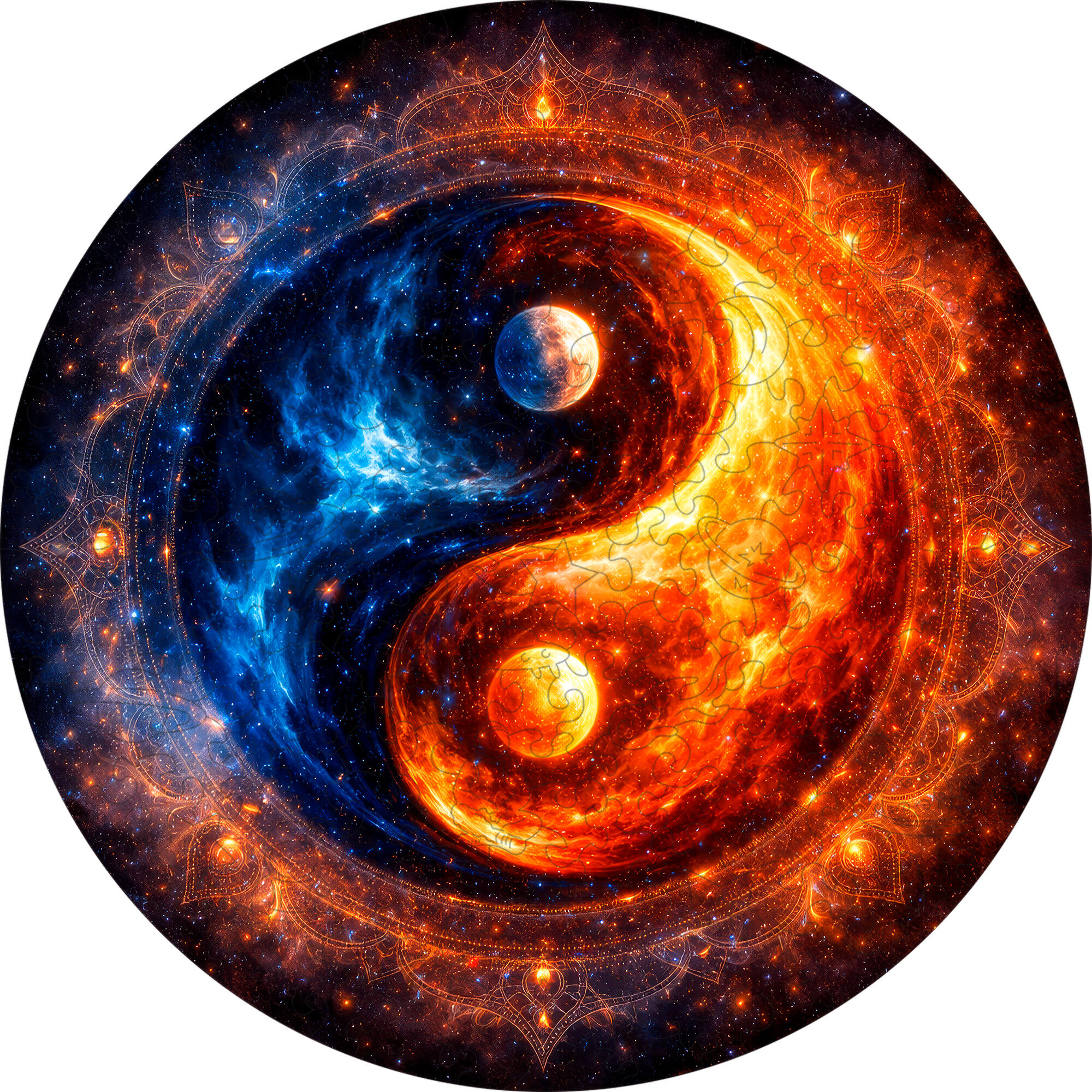 Деревянный пазл "Космическая мандала" / 30х30см, 195 деталей / Подарок для взрослых и детей