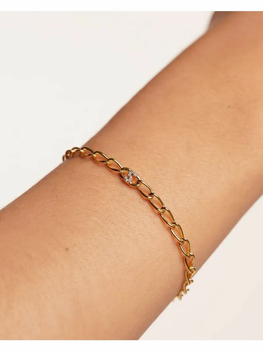 Браслет-цепочка, серебро, 925 проба, циркон