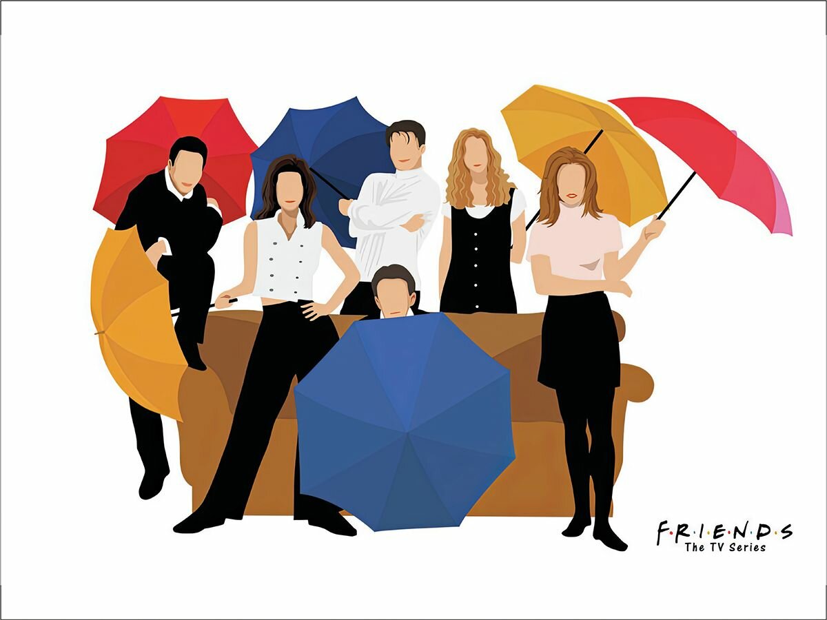 Постер для интерьера на стену (50х70 см) Сериал Друзья (Friends) Вектор