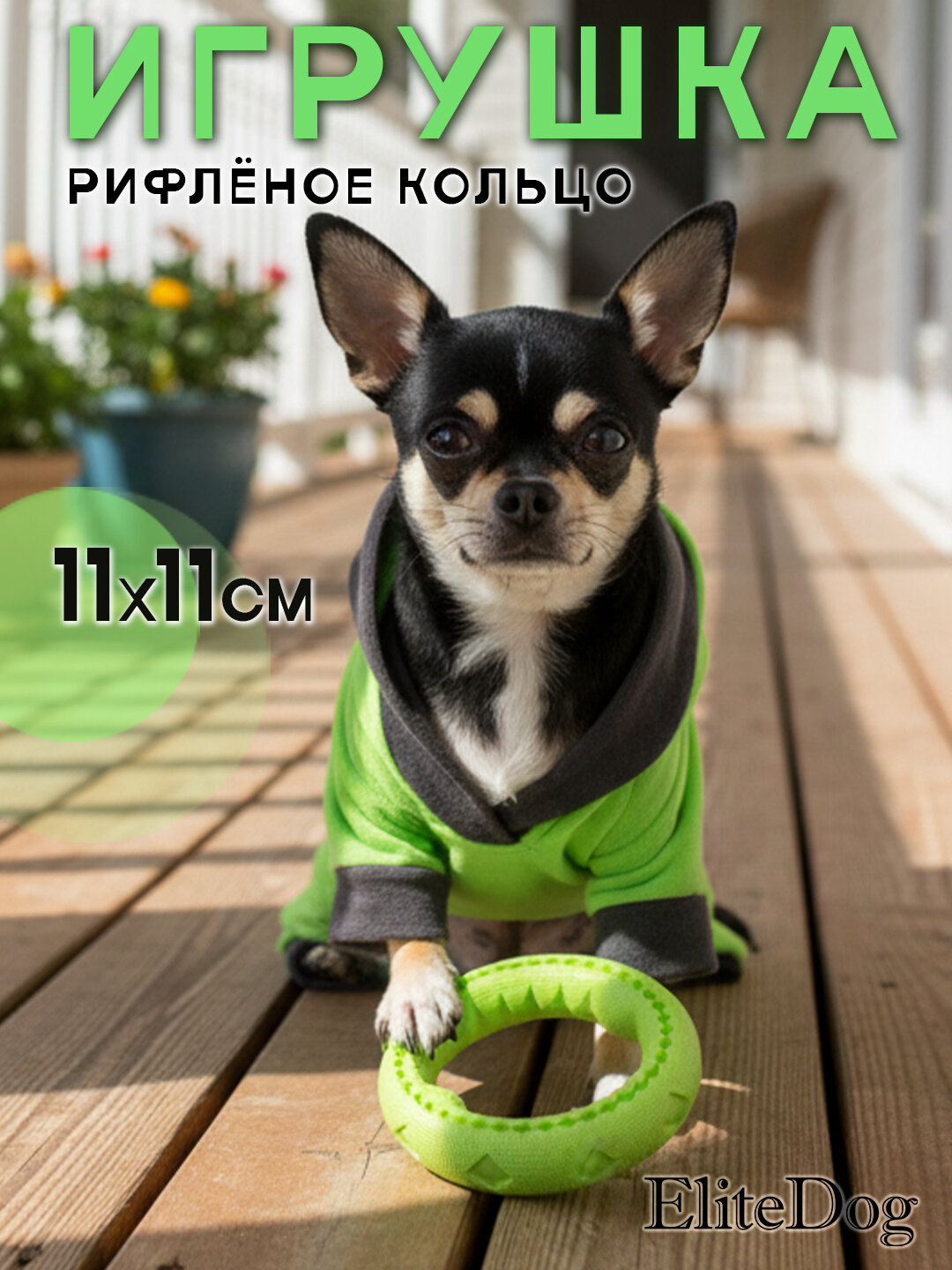Игрушка EliteDog "Рифлёное кольцо" для мелких пород собак, 11х11х2.6см