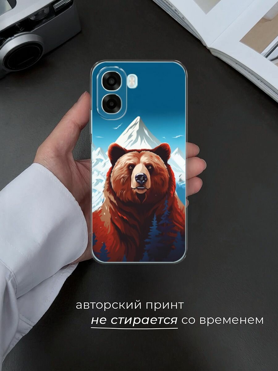 Силиконовый чехол на Oppo A6x / Оппо A6x с принтом Горный медведь — фото 1
