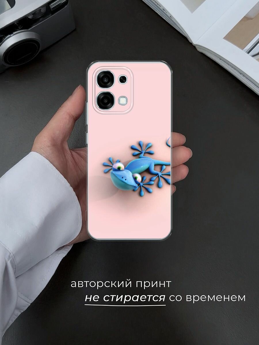 Силиконовый чехол на Oppo A6 Pro / Оппо A6 Про с принтом Голубая ящерка — фото 1