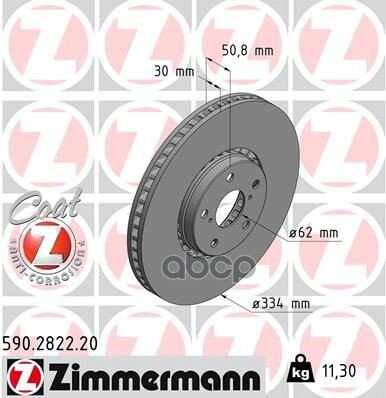 Диск тормозной Zimmermann арт. 590.2822.20