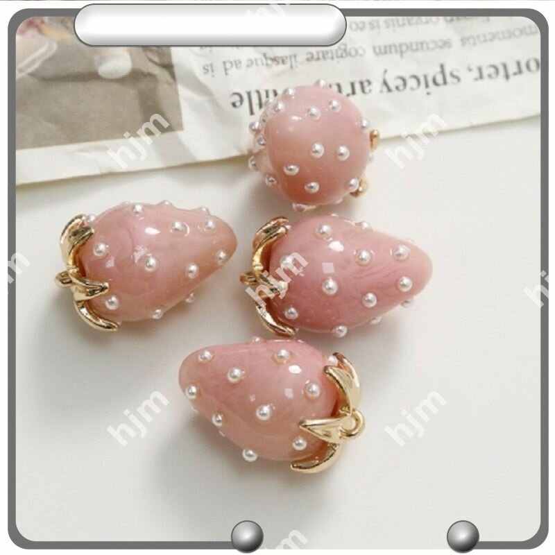 Подвески из клубничных бусин из смолы, для ожерелья и сережек своими руками, Аксессуары для изготовления ювелирных изделий