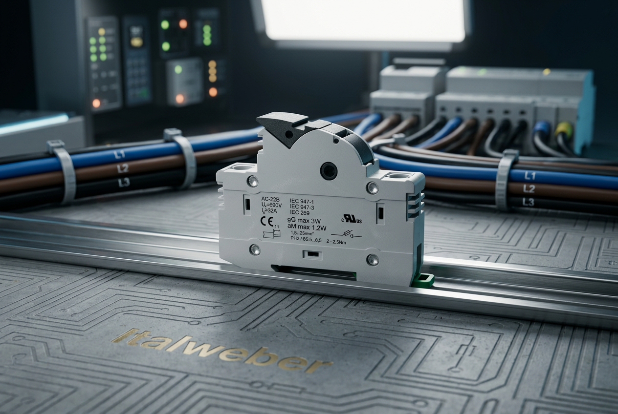 Держатель предохранителя Italweber 1*38 2301038, для DIN-рейки, типоразмер 10х38