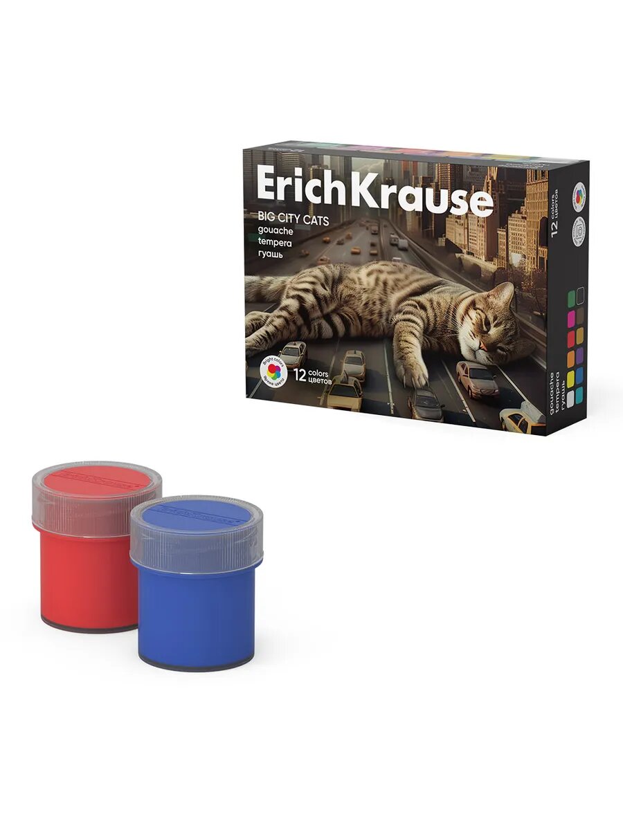 Гуашь Big City Cats 12 цветов по 20 мл (в коробке 12 шт)