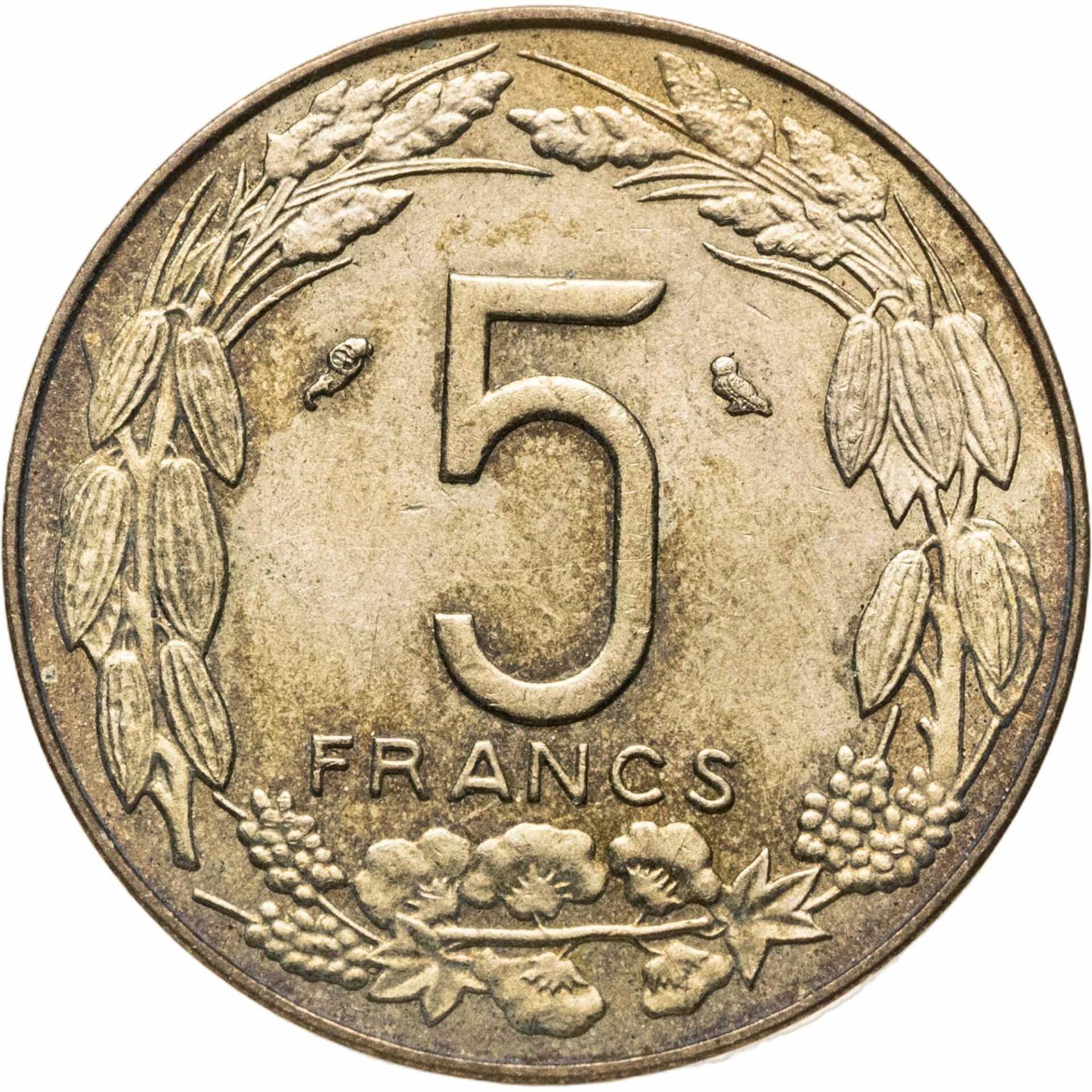 Центральная Африка BEAC 5 франков francs 1973, Бронза, в сохранности XF