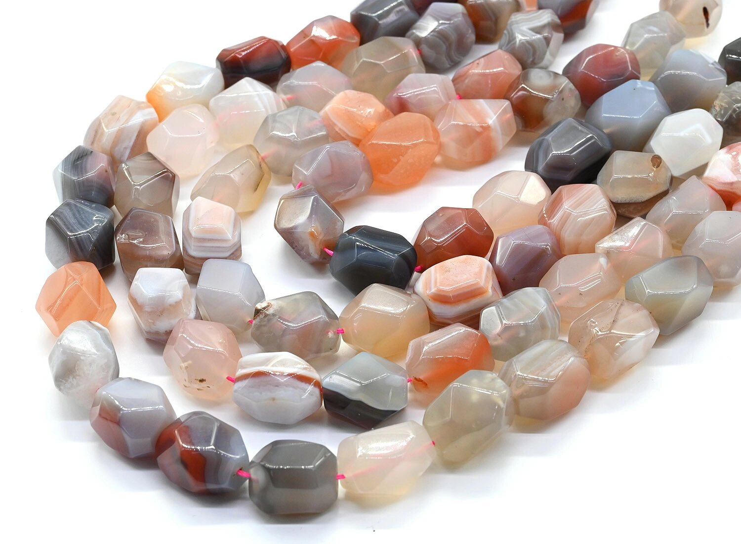 Бусины из агата Ботсвана овал с огранкой 14*18мм, 39см, 21 бусина .