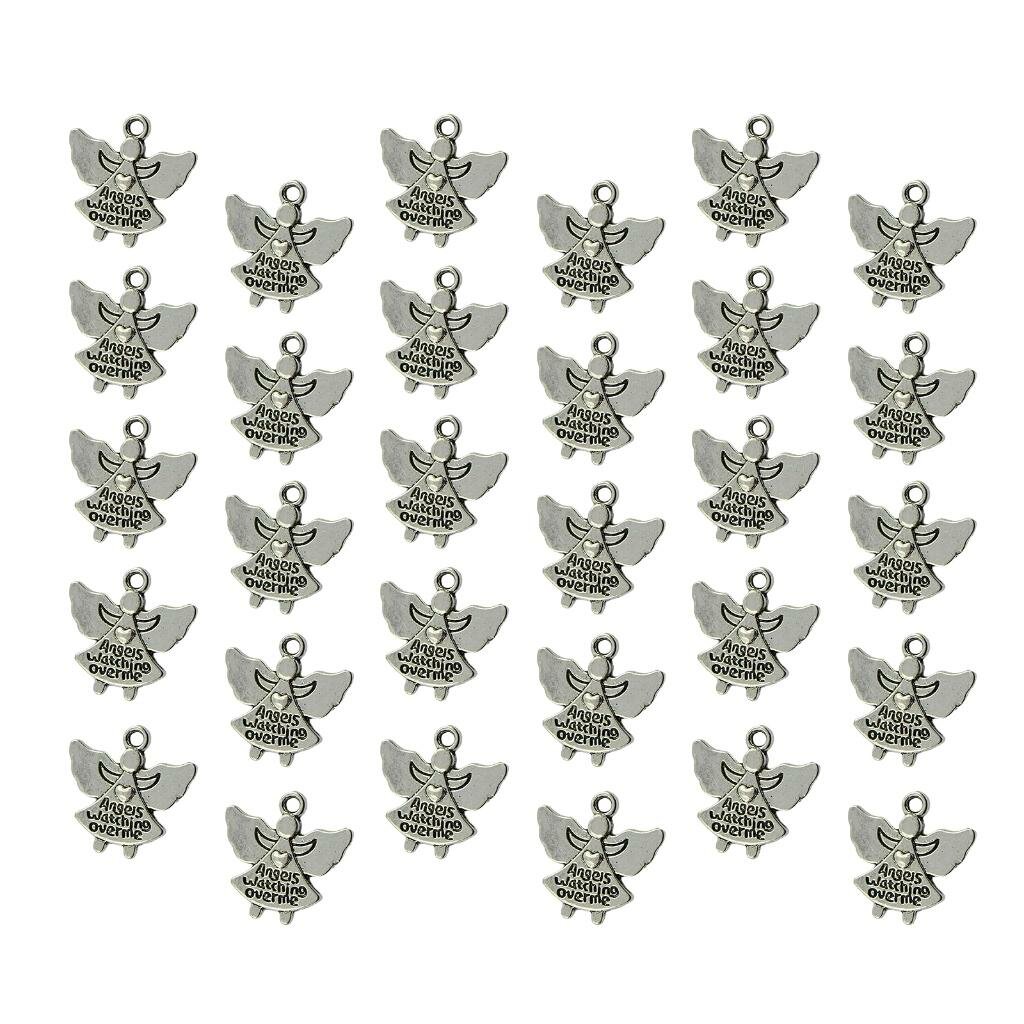 30 шт. кулонов-ангелочков, Серебро