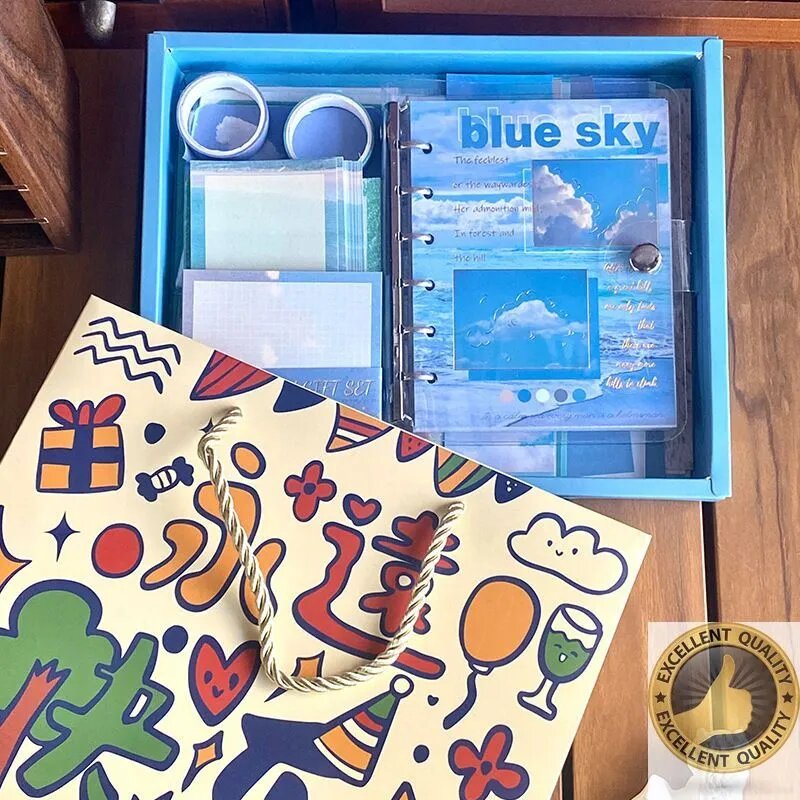 Набор для скрапбукинга голубого цвета для создания блокнота с морской тематикой, 155 предметов