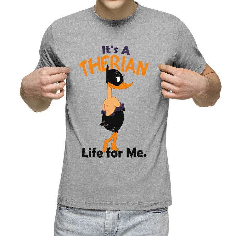 Мужская футболка «Даффи Дак - милая уточка» (серый меланж, L)