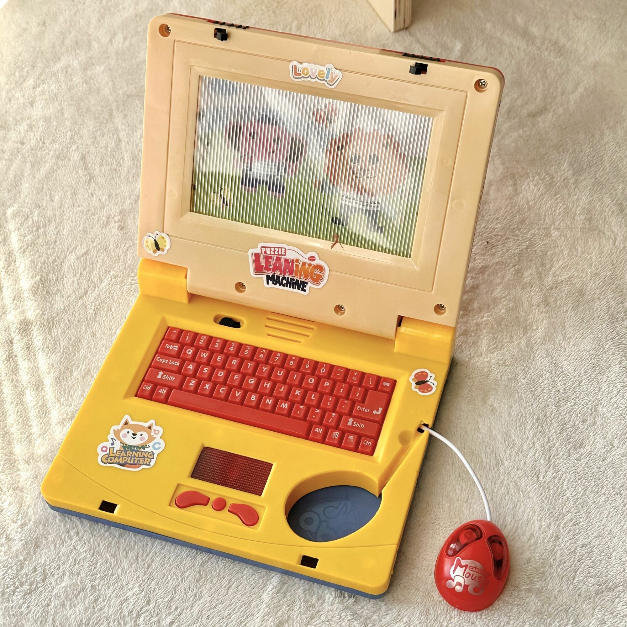 Детский имитационный ноутбук с мышкой, клавиатурой, музыкальными звуками и светом, мультяшная развивающая игрушка для раннего обучения.