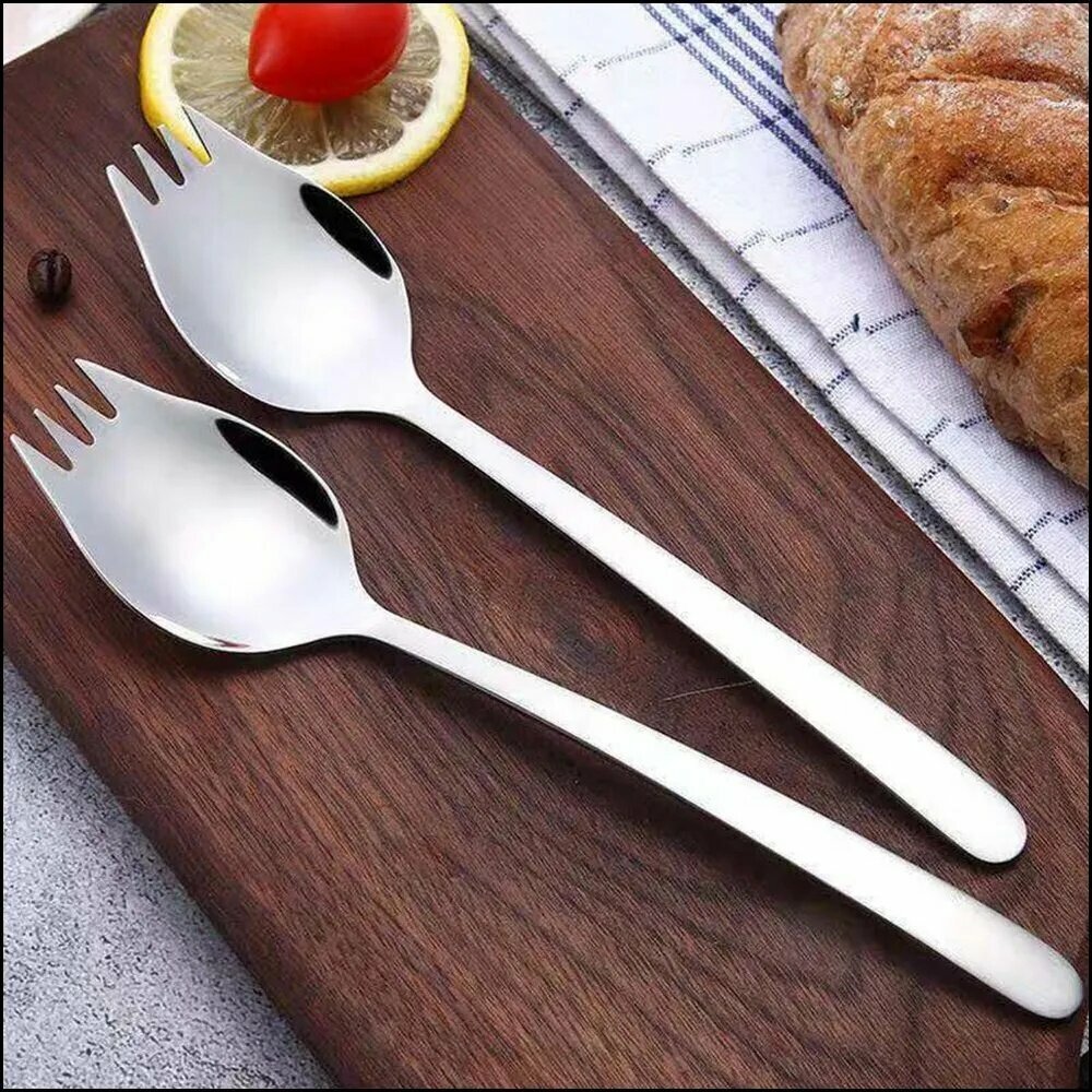 Набор вилка и ложка для салата 2 предм. серебристый