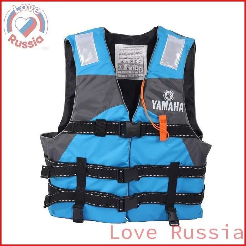 Спасательный жилет Yamaha универсальный размер синий/серый/голубой со свистком
