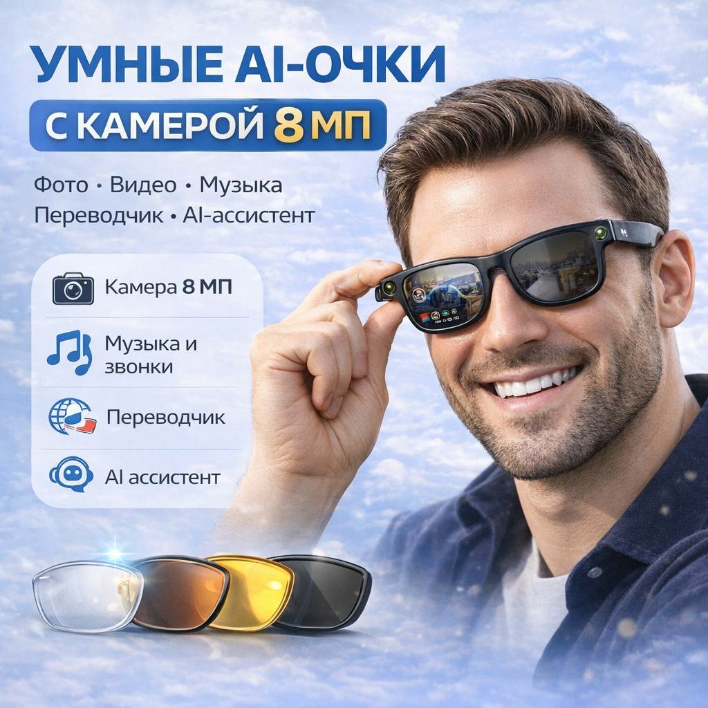 Умные очки с камерой 8мп