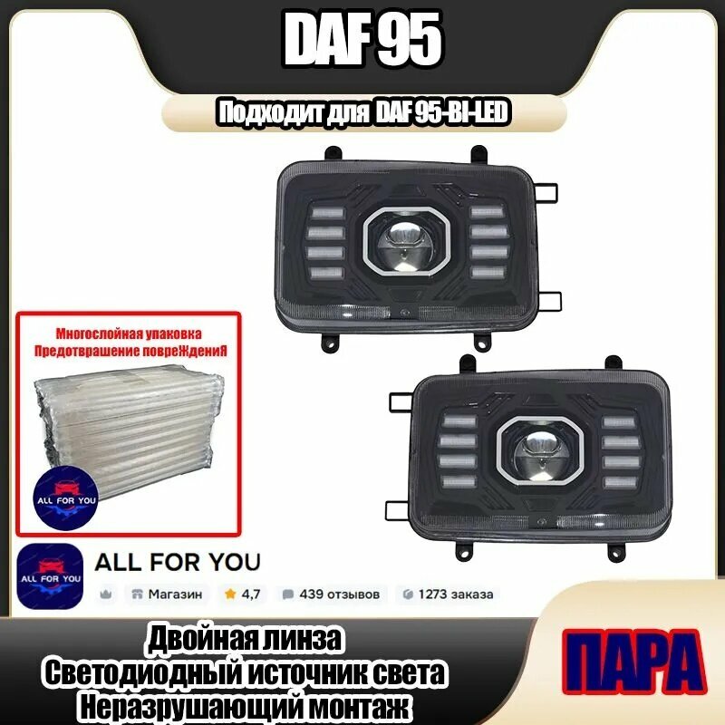OPPSPORTS Фары автомобильные, 2 шт, арт. HUAFUXING-DAF95-ПОЛНОСТЬЮ светодиодные ФАРЫ-DKFH2FG