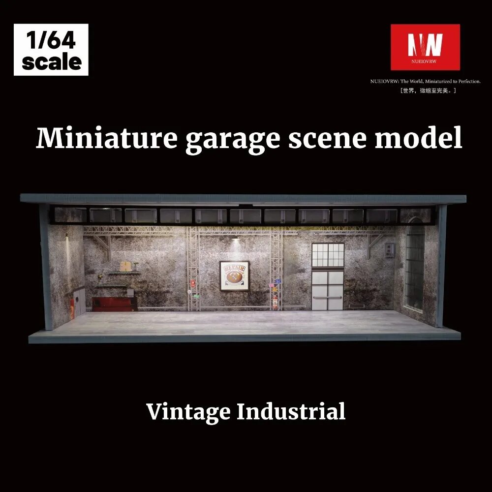 Диорама 1:64 модель автомобиля гаража город винтажный индустриальный стиль сцена модель витрина игрушка