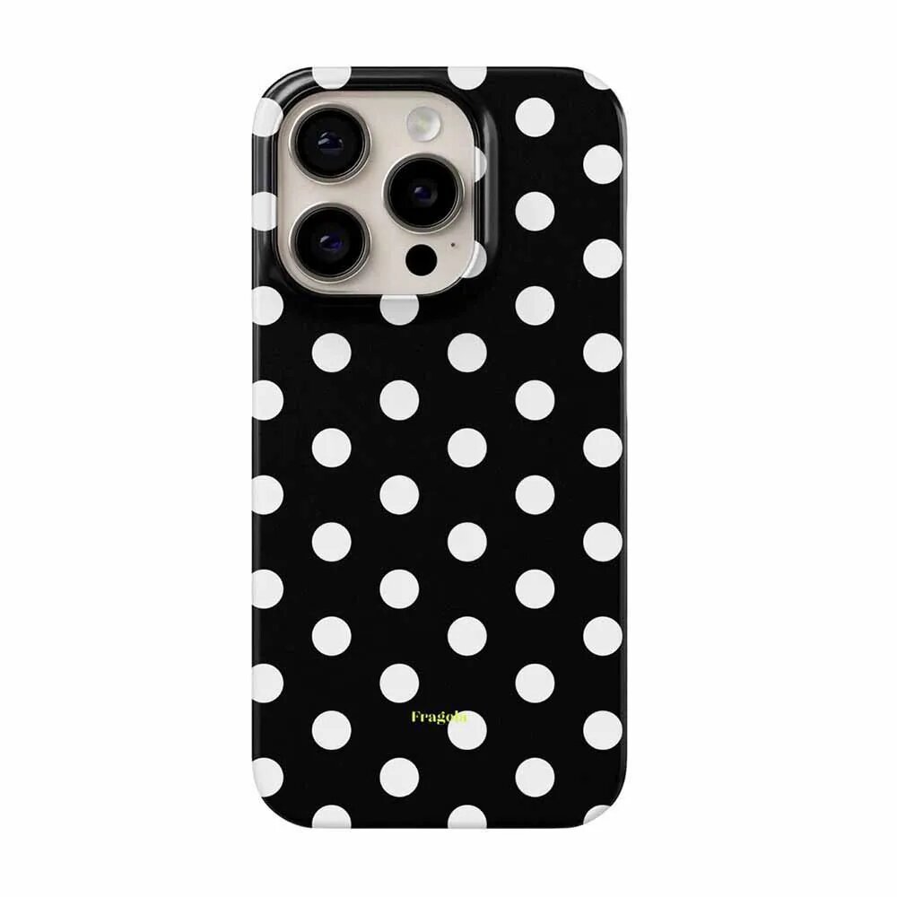 Корейский ретро-чехол для телефона в горошек для iPhone 17 16 15 14 13 12 11 Air Pro Max X XS XR XSMax 7 8 Plus, глянцевый, из твердого поликарбоната