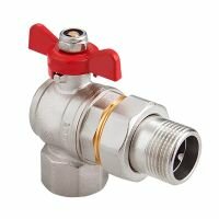 Кран шаровой угловой с американкой полнопроходной (бабочка) MVI Premium 1/2"