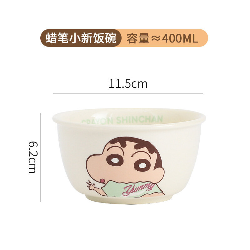 Набор керамических мисок в коллаборации с Crayon Shin-chan, милые детские миски, высокая эстетическая ценность, домашняя керамика с мультяшным дизайном.