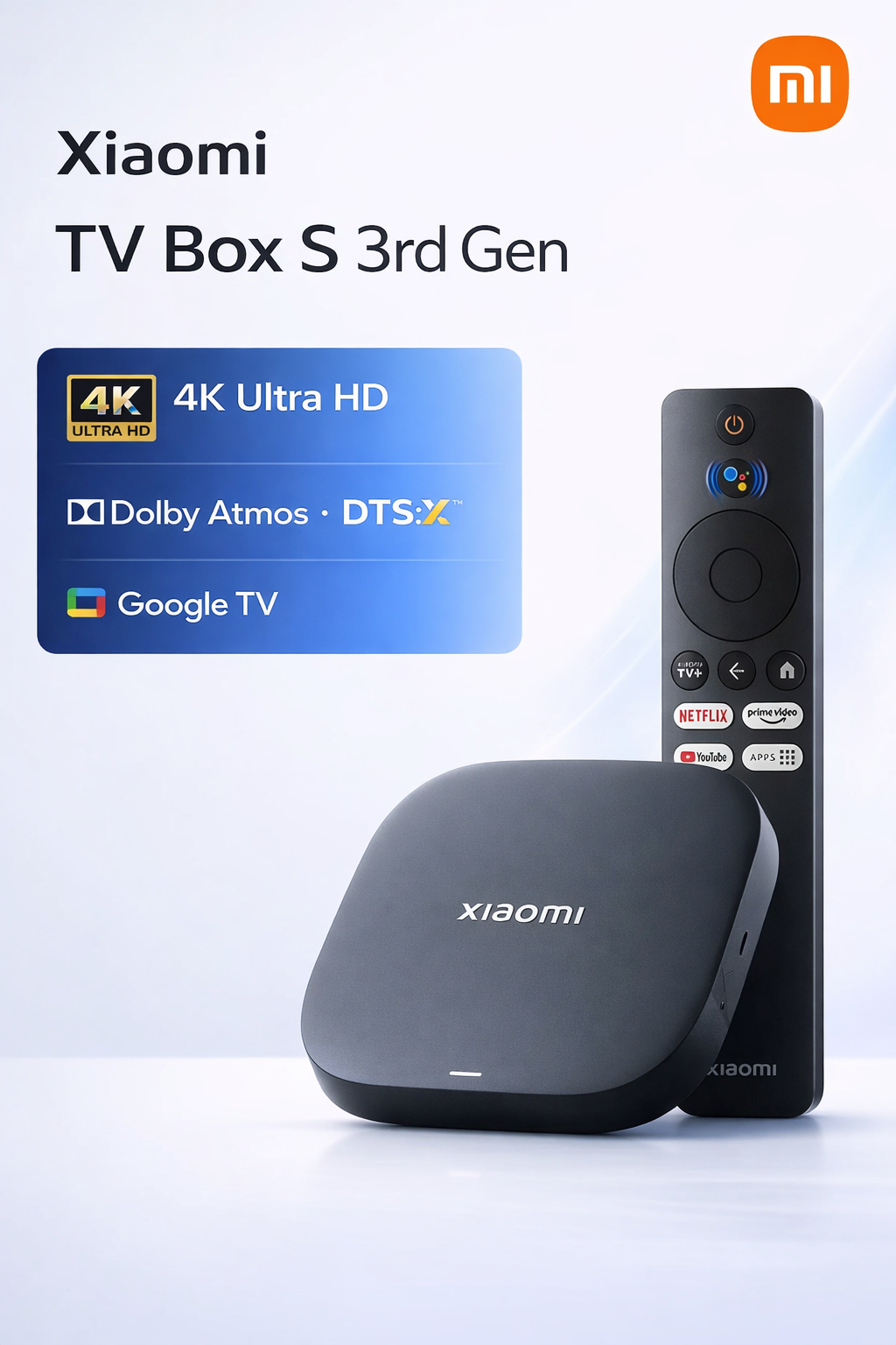 TV-приставка Xiaomi TV Box S 3rd Gen (MDZ-32-AA), 4K UHD, 2 ГБ / 32 ГБ, Google TV, Global, черная