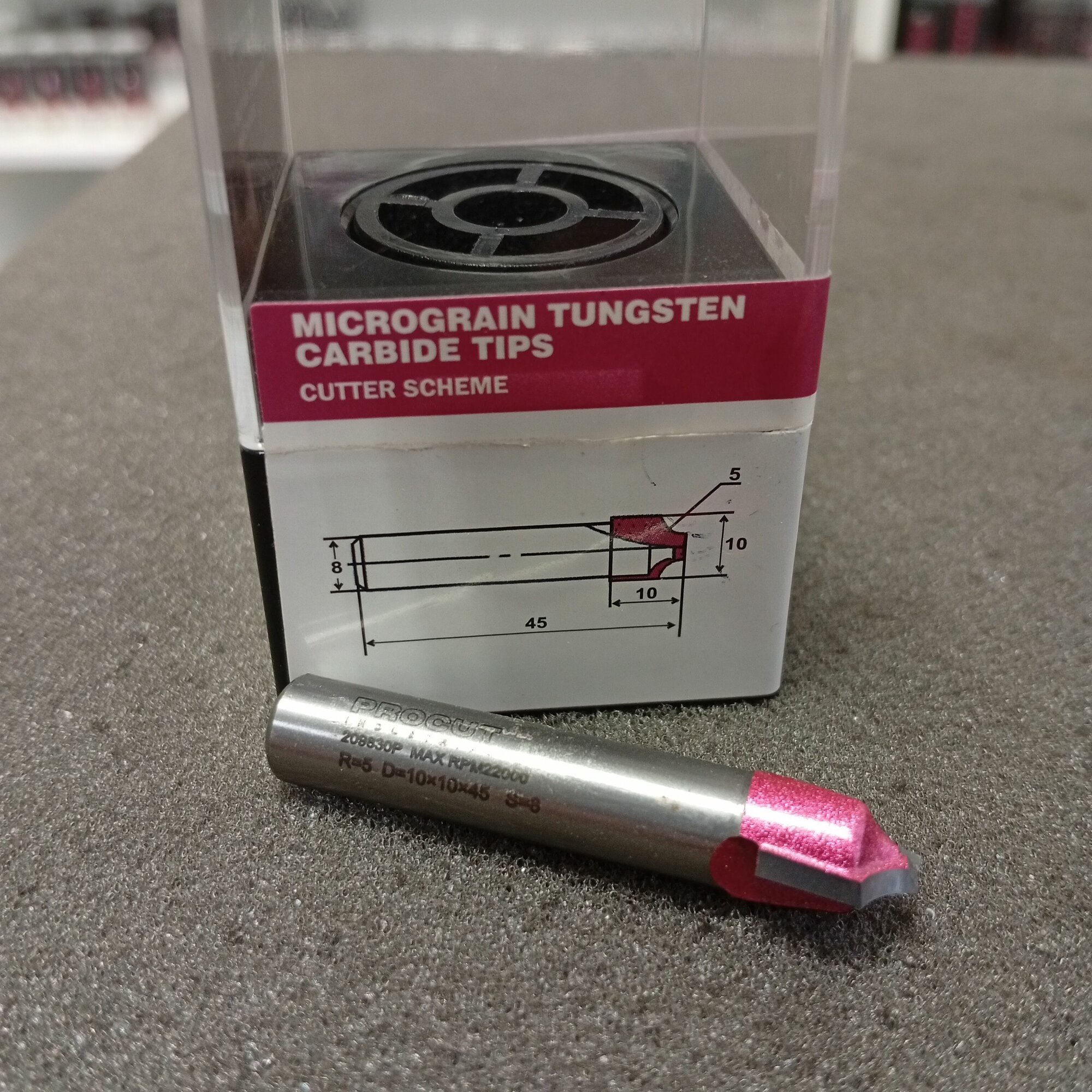 Фреза радиусная (псевдофилёнка) "Ovolo" R 5 ( проф. серия) Z 2 D 10x10x45 S 8 PROCUT